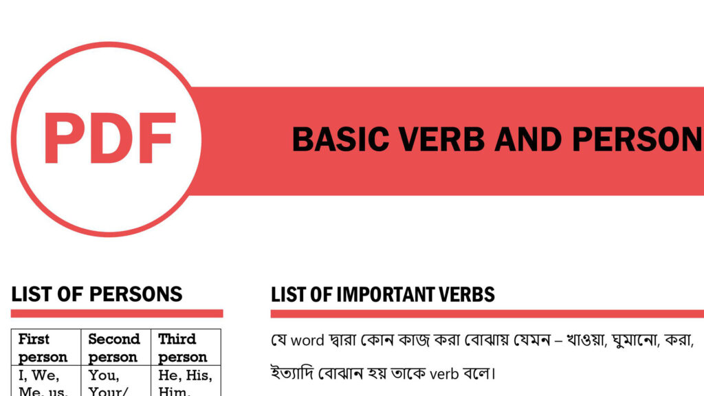 List of persons & examples of verbs - Somadhan